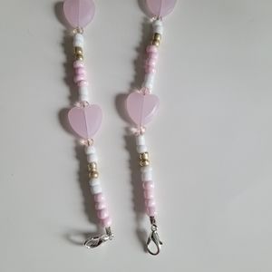 Hand Crafted | Accessories | Rose Quartz And Seed Bead Face Mask Chain ...